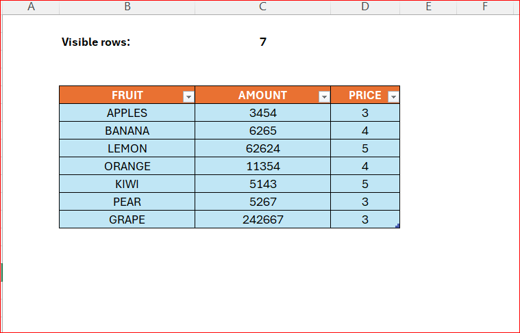 COUNT VISIBLE ROWS IN A LIST – Excel tutorials