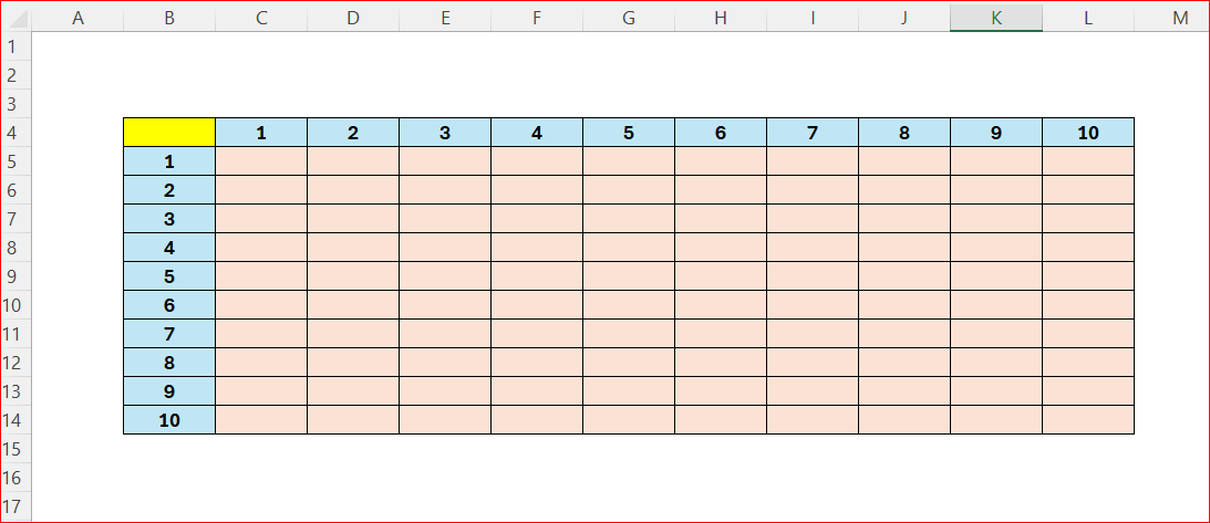 EXCEL TRICK – MULTIPLICATION TABLE – Excel tutorials