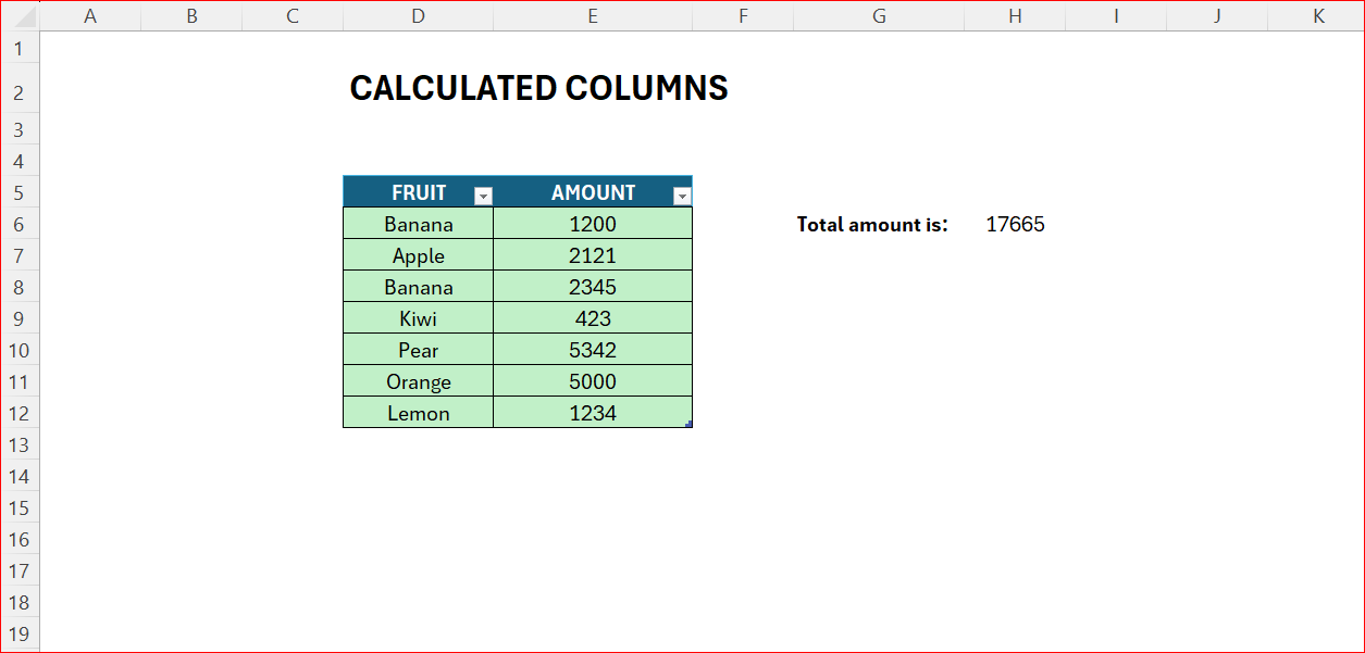 CALCULATED COLUMNS – Excel tutorials