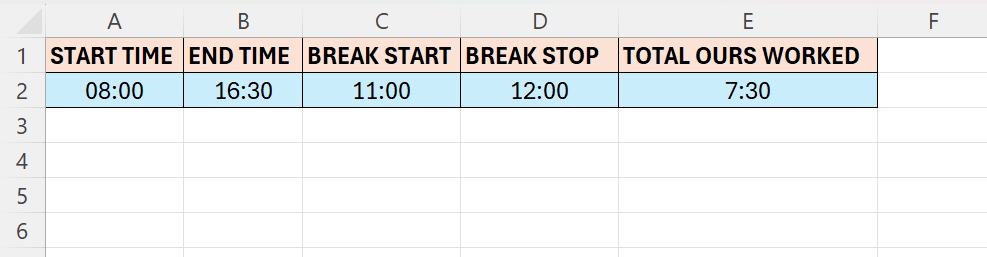 CALCULATING WORKING HOURS – Excel tutorials