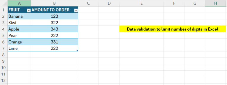 DATA VALIDATION – Excel tutorials